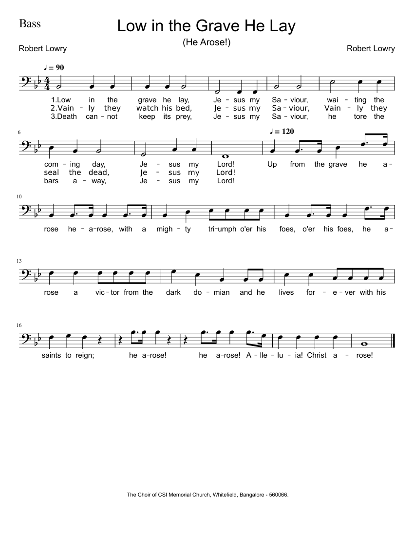 He Arose - Bass Sheet music for Bass voice (Men’s Choir) | Musescore.com