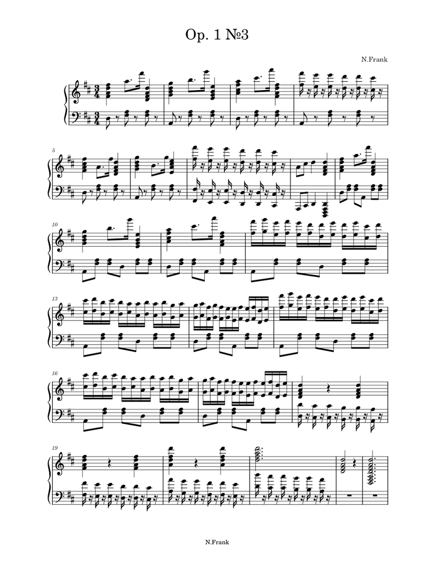 Op. 1 №3 Sheet music for Piano (Solo) | Musescore.com