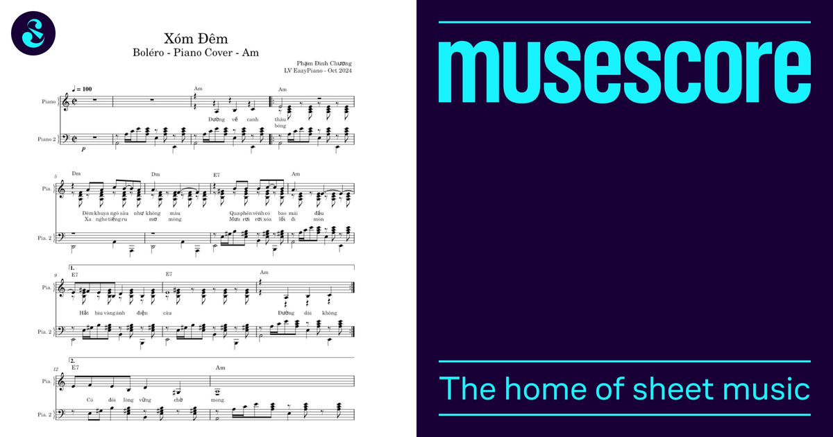 P-20 - Xom Dem - Bolero - Piano Cover - Am Sheet Music for Piano (Piano ...