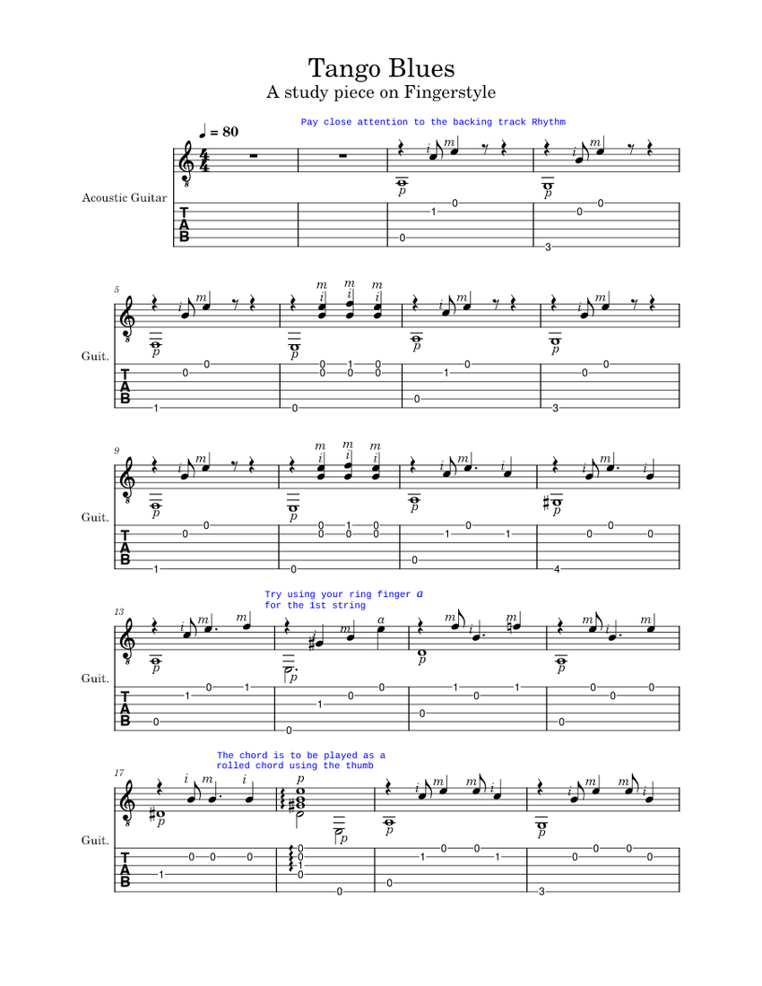 GTR60-M6 Tango Blues Sheet music for Guitar (Solo) | Musescore.com