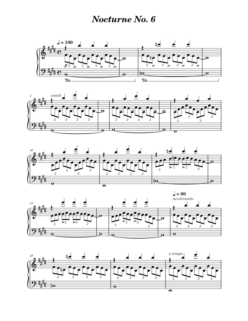 Nocturne No. 6 Sheet music for Piano (Solo) | Musescore.com