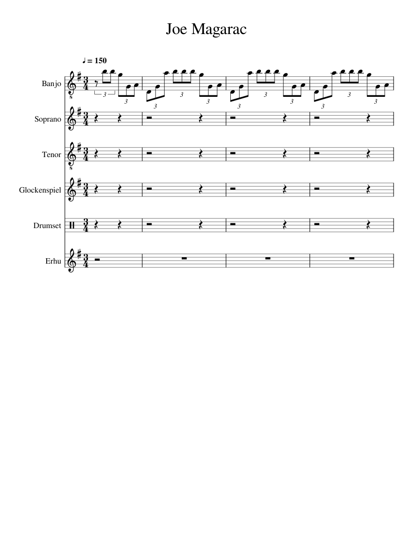 Joe Magarac Sheet music for Soprano, Tenor, Glockenspiel, Drum group ...