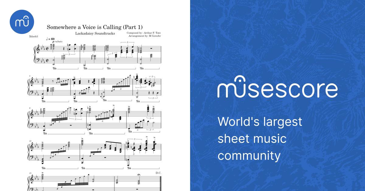 Somewhere a Voice is Calling – M Gewehr Sheet Music for Piano (Solo ...