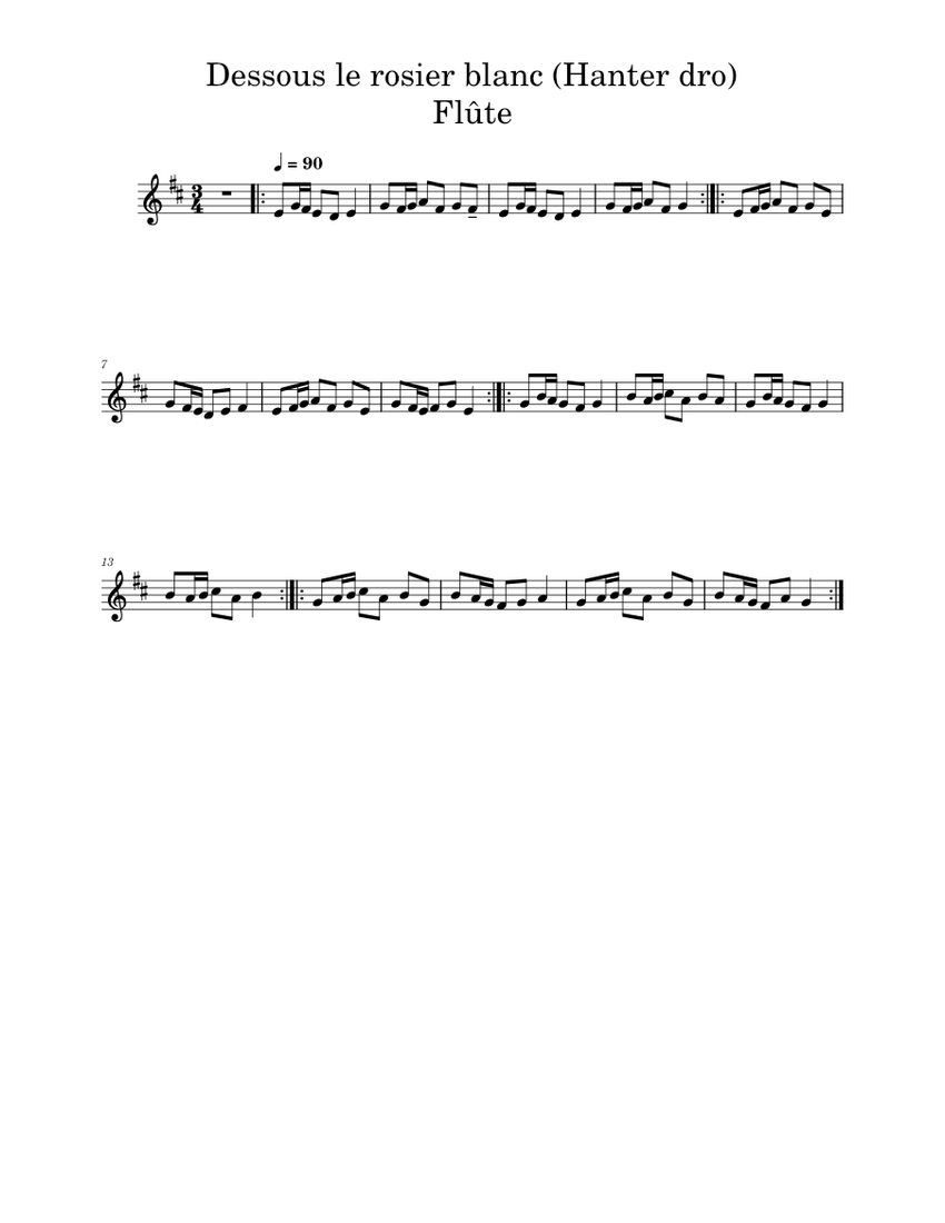 Flûte - Dessous le rosier blanc Hanter dro Sheet music for Flute (Solo ...