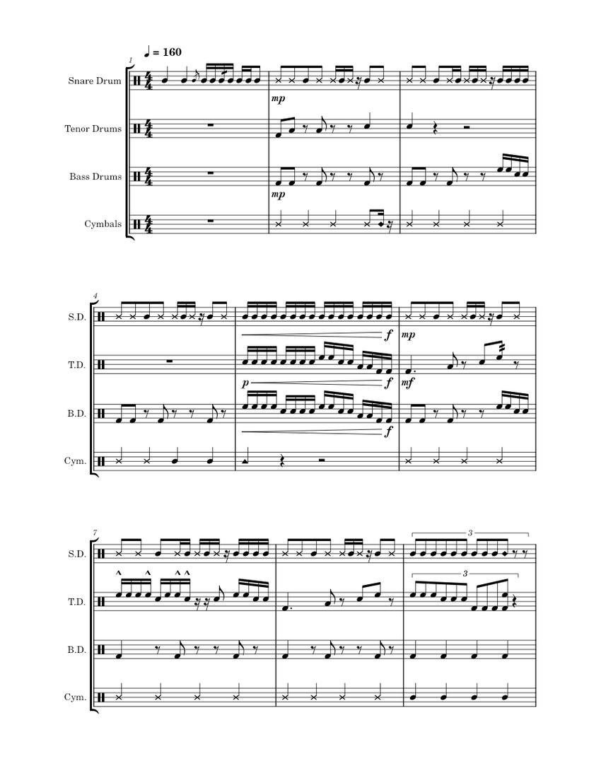 vecna Sheet music for Snare drum, Crash, Tenor drum, Bass drum (Percussion Ensemble) | Musescore.com