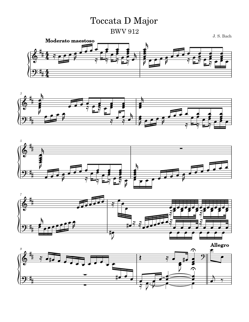 Toccata D Major Sheet Music for Piano (Solo) | MuseScore.com