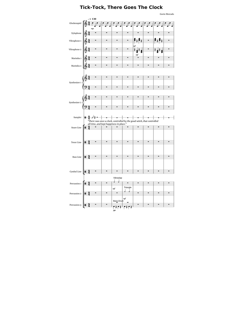 "Tick-Tock" - Indoor Percussion Show by Gavin Mercado Sheet music for ...