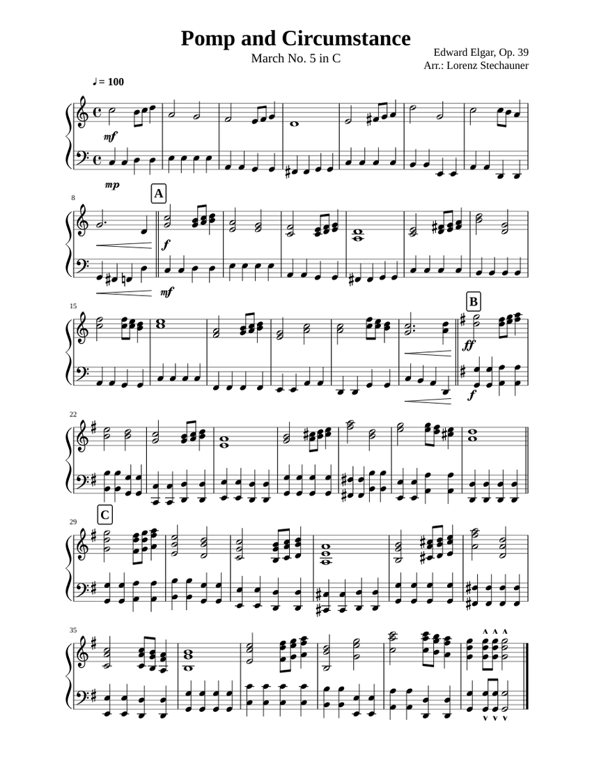 Pomp and Circumstance Sheet music for Piano (Solo) Easy | Musescore.com
