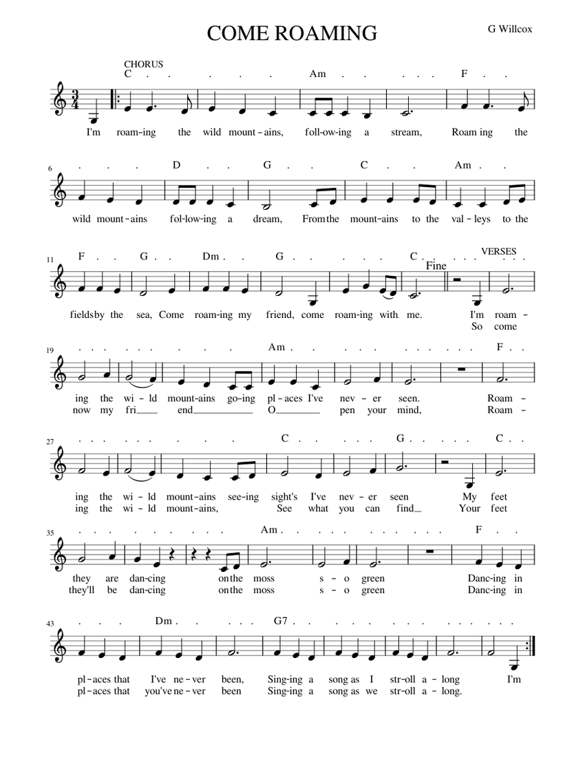 COME ROAMING Sheet music for Piano (Solo) Easy | Musescore.com