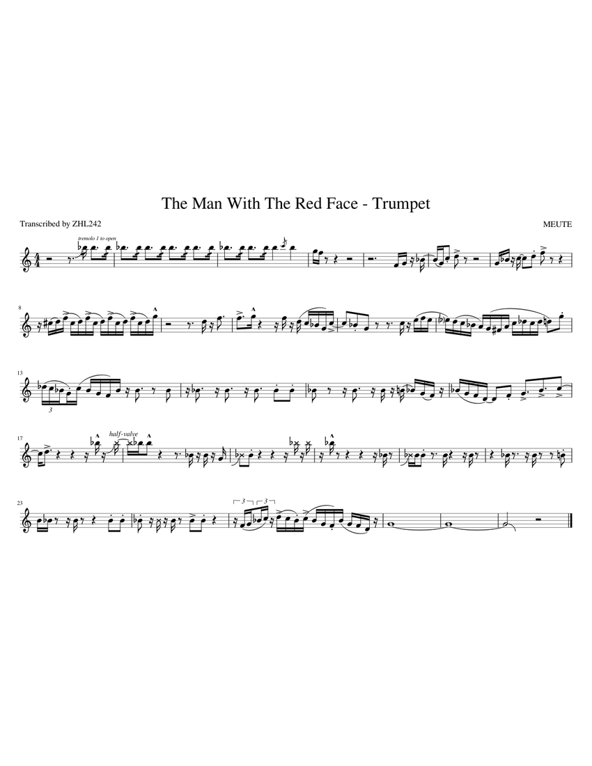 The Man with the Red Face - MEUTE Sheet music for Trumpet in b-flat ...