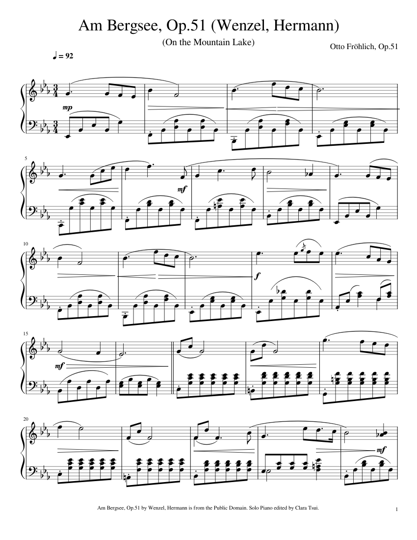 Am Bergsee, Op.51 (Wenzel, Hermann) – Hermann Wenzel Sheet Music for ...