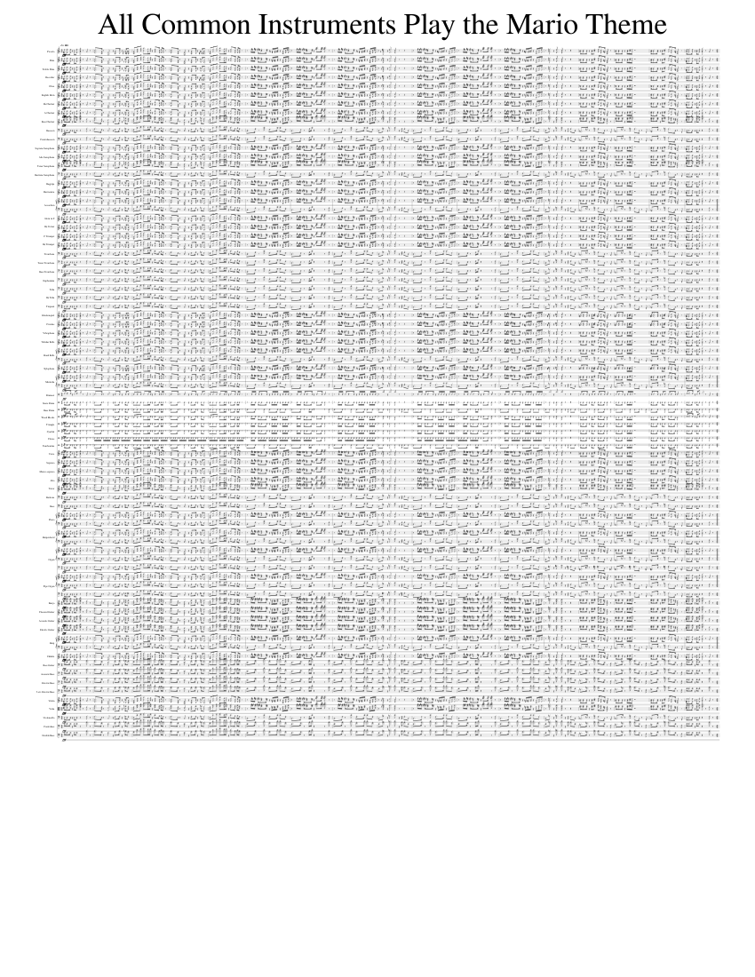 All Common Instruments Play the Mario Theme Sheet Music for Piano ...