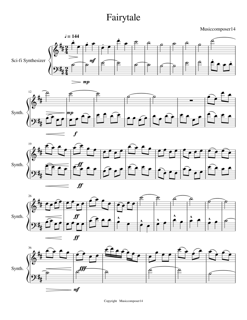 Fairytale Sheet music for Synthesizer (Mixed Duet) | Musescore.com