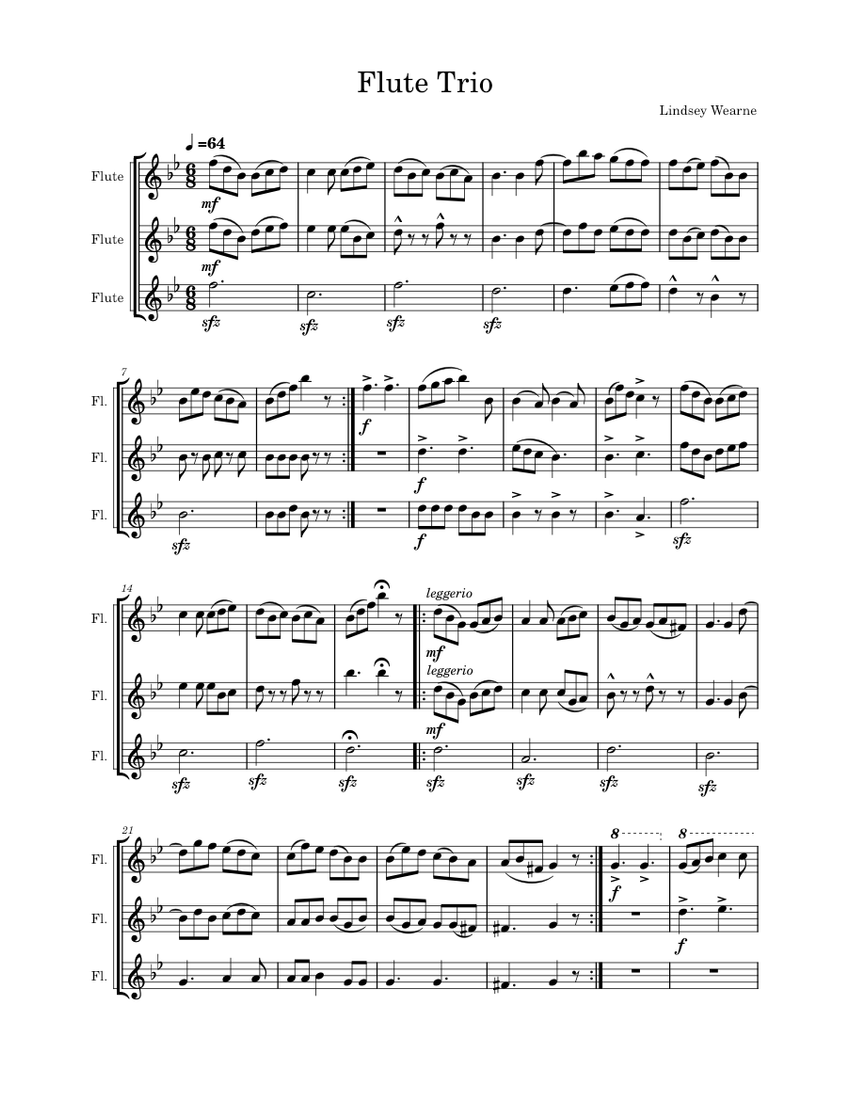 Flute Trio Sheet music for Flute (Woodwind Trio) | Musescore.com