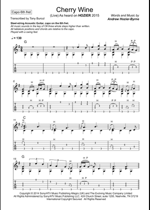 Cherry Wine (Sheet and Tab) Sheet Music for Guitar (Solo) | MuseScore.com
