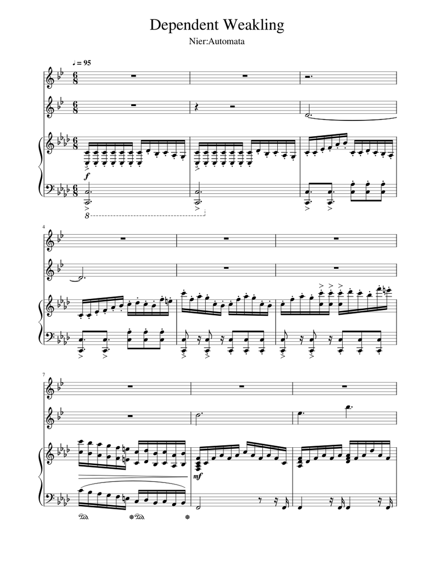 Dependent Weakling Sheet Music for Piano, Clarinet in b-flat, Saxophone ...