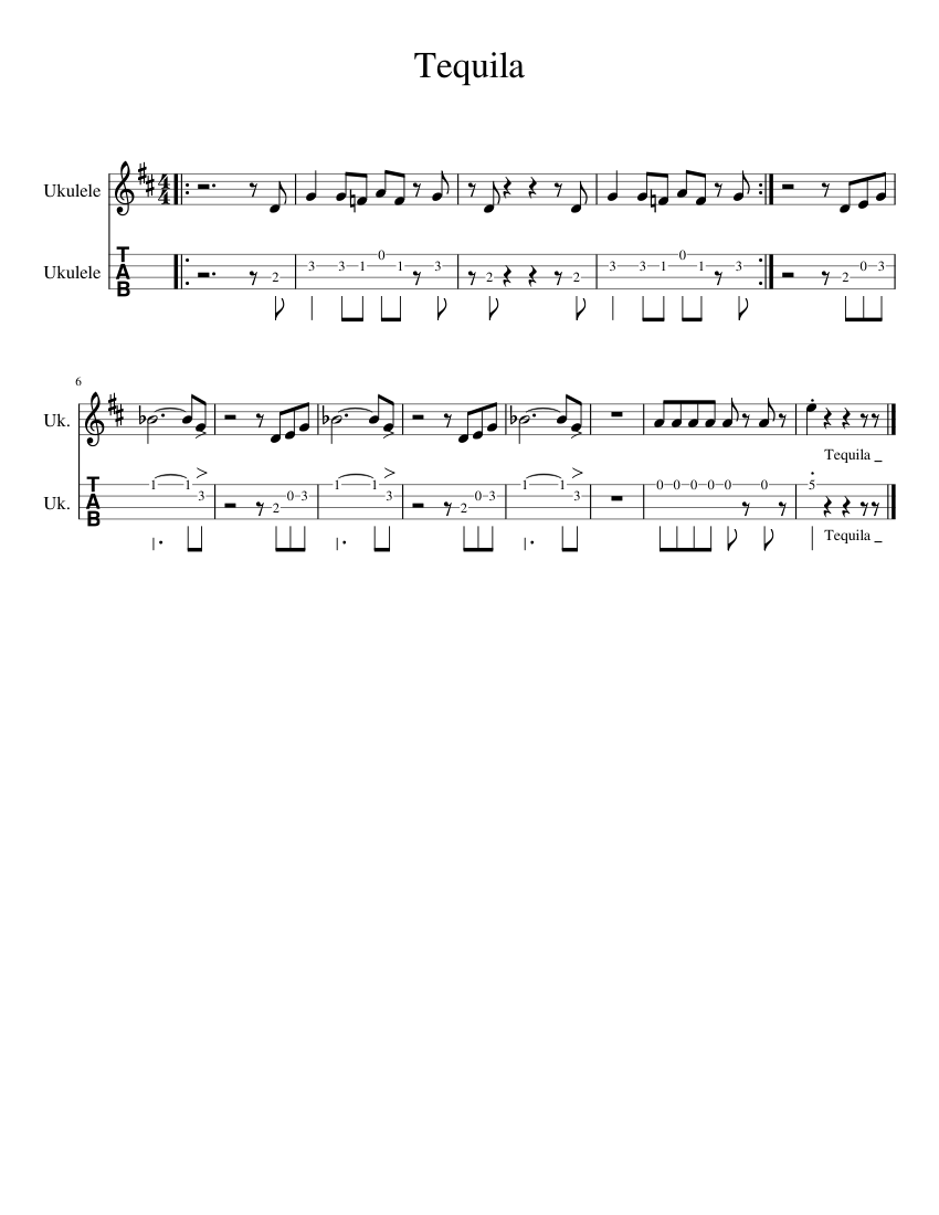tequila uke chords