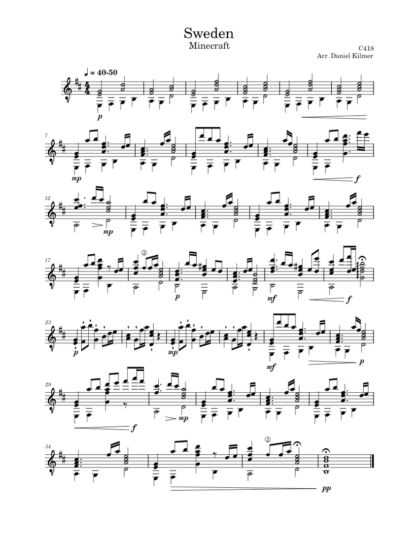 Sweden - C418 Sheet Music for Guitar (Solo) | MuseScore.com