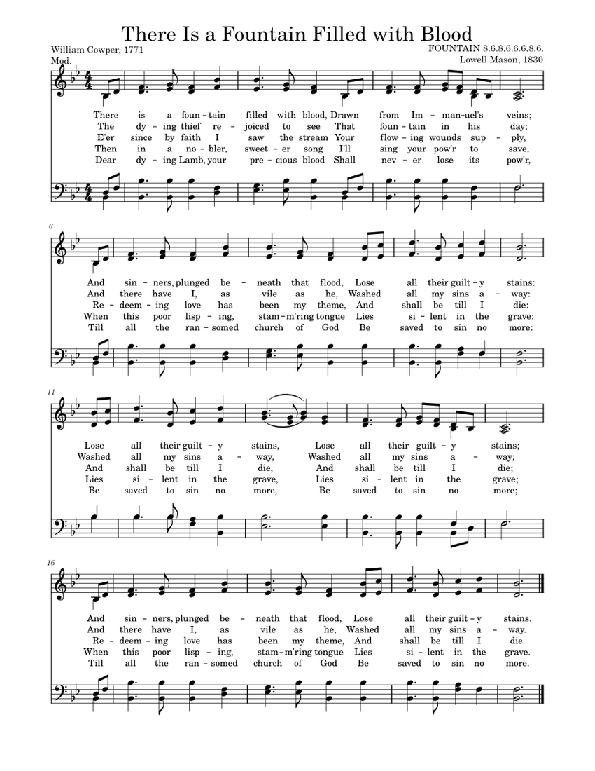 TH 253 There Is a Fountain Filled with Blood Sheet music for Piano ...