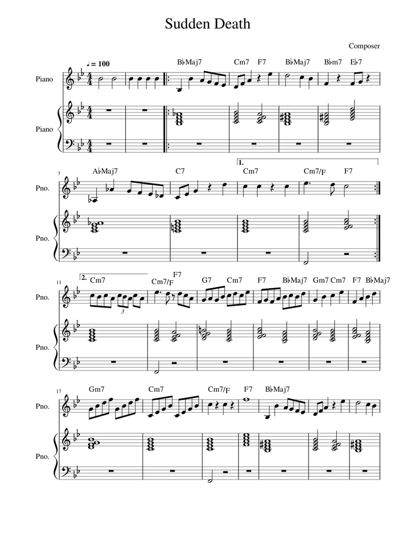 Sudden death Sheet music for Piano (Piano Duo) | Musescore.com