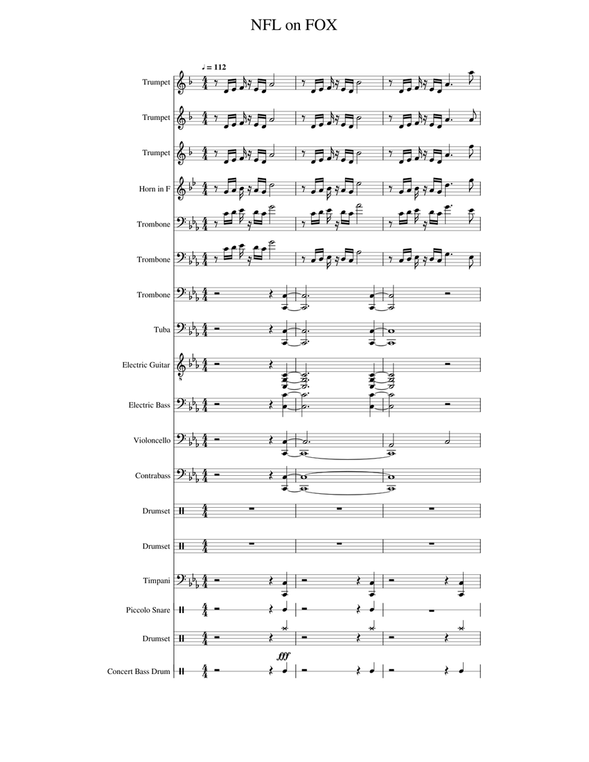 NFL on FOX Sheet music for Trombone, Tuba, French horn, Contrabass ...