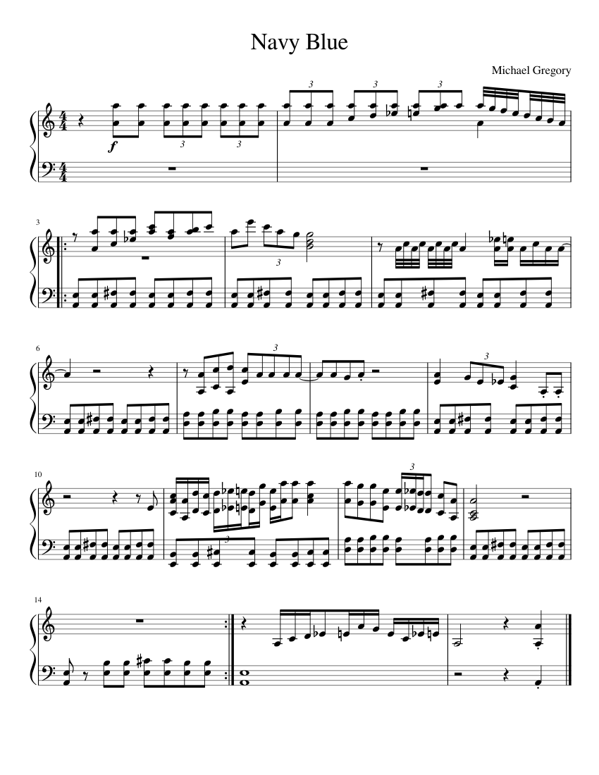 Navy Blue Sheet Music for Piano (Solo) | MuseScore.com