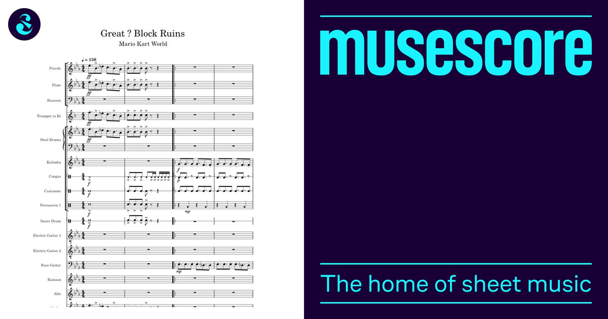 Great ? Block Ruins(Mario Kart World) Sheet Music for Flute, Oboe ...