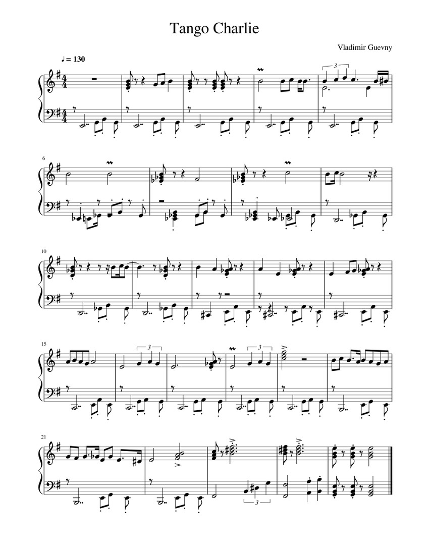Tango Charlie Sheet music for Piano (Solo) | Musescore.com