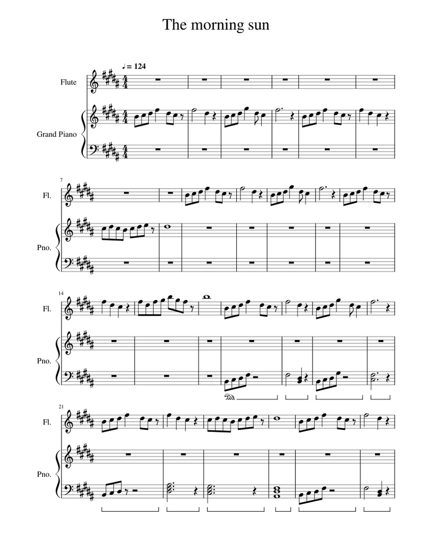 The morning sun2 Sheet music for Piano, Flute (Solo) | Musescore.com