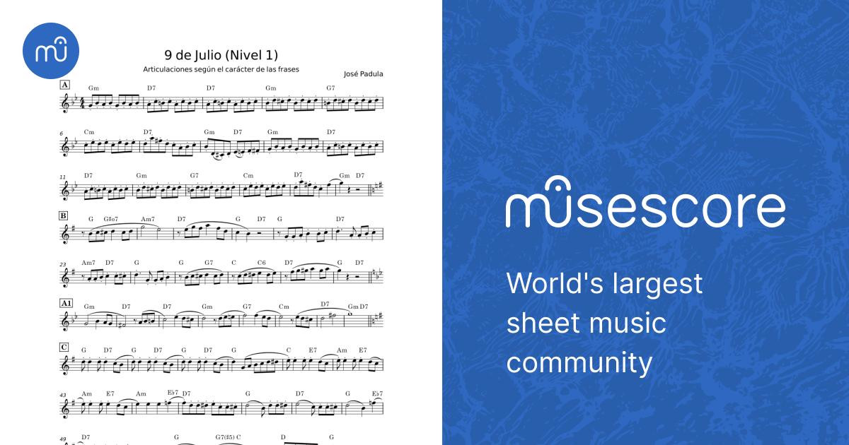 9 de julio - José Luis Padula Sheet Music for Piano (Solo) Easy ...