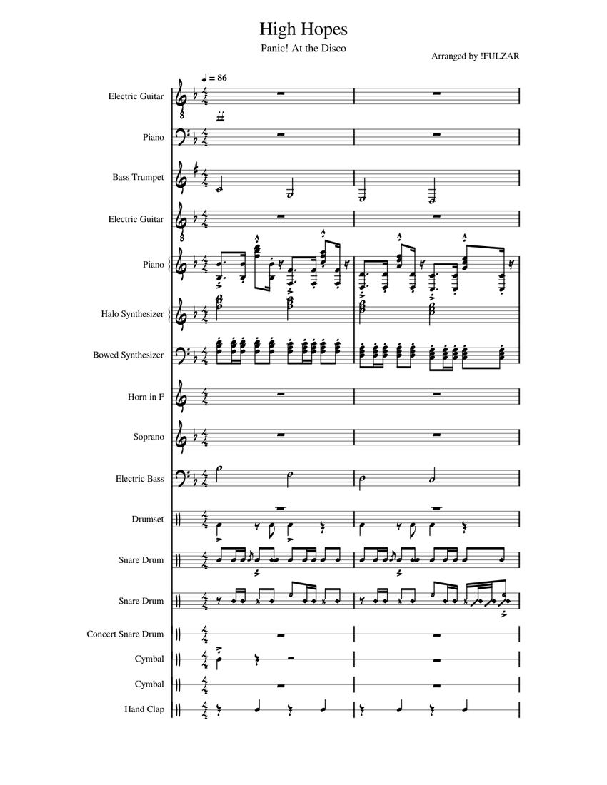 High Hopes - Panic! at the Disco [!FULZAR Remix/Transcription] Sheet ...