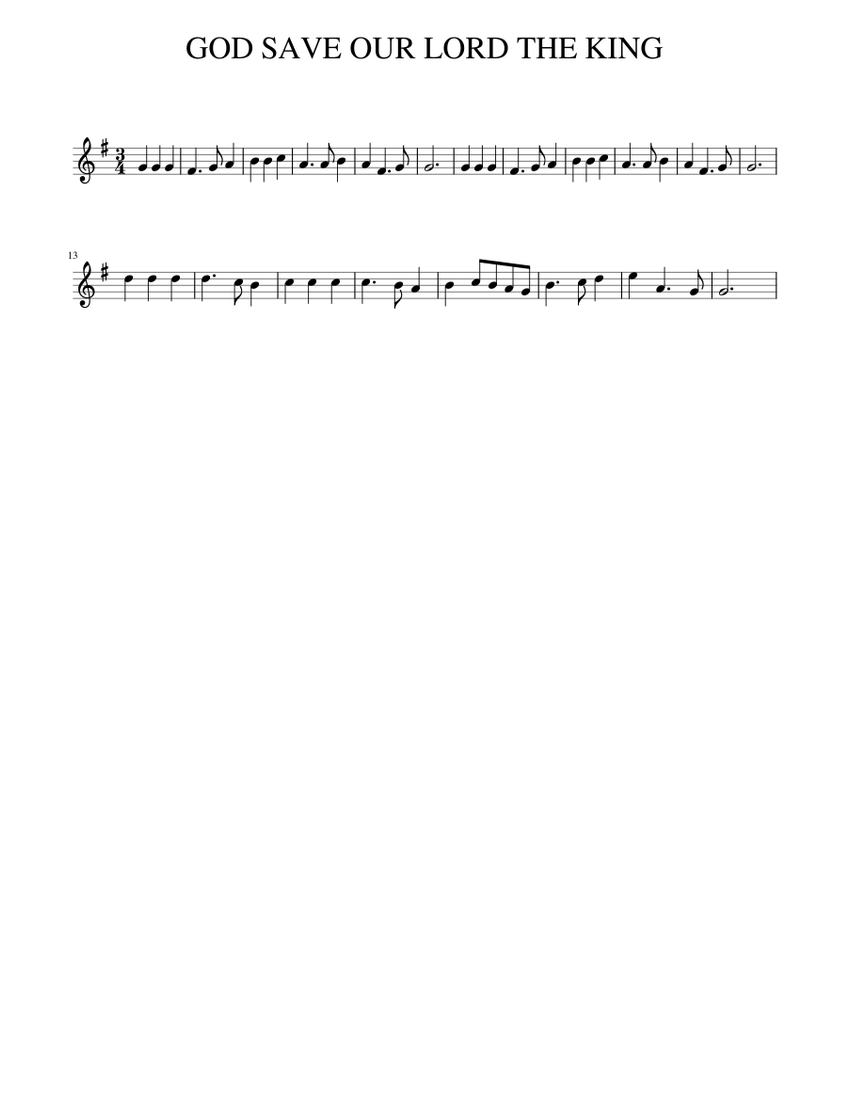GOD SAVE OUR LORD THE KING Sheet Music for Piano (Solo) Easy ...