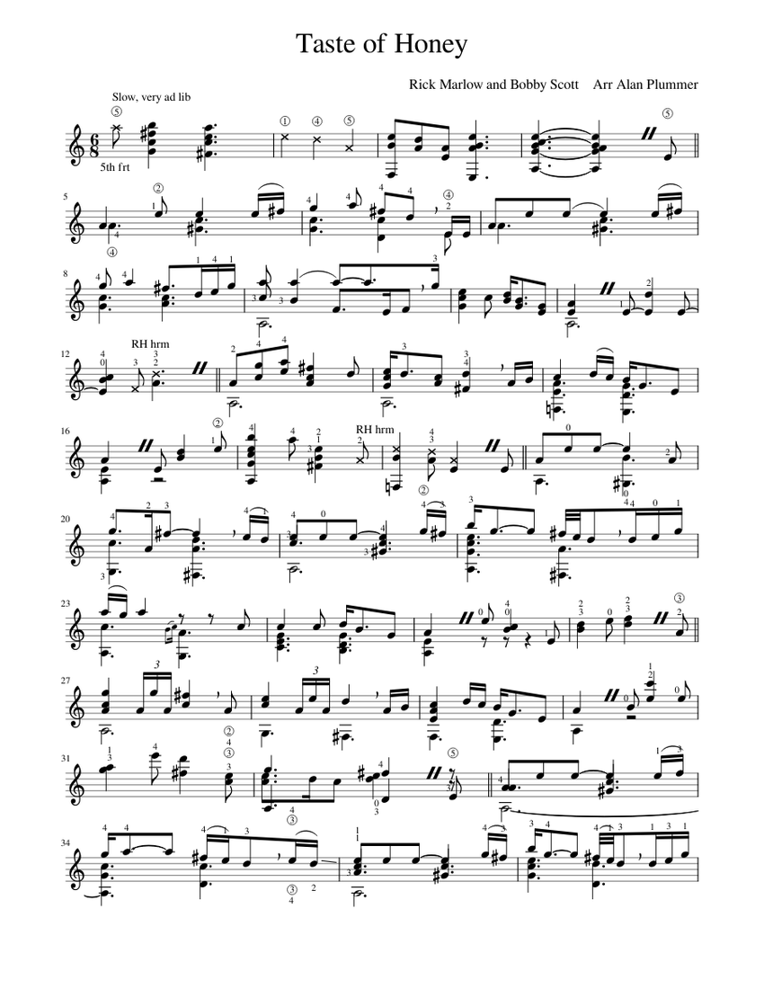 Taste of Honey Sheet music for Piano (Solo) Easy | Musescore.com