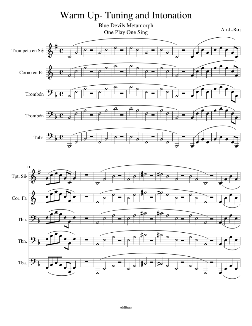 Warm Up- Tuning and Intonation Sheet music for Trombone, Tuba, Trumpet ...