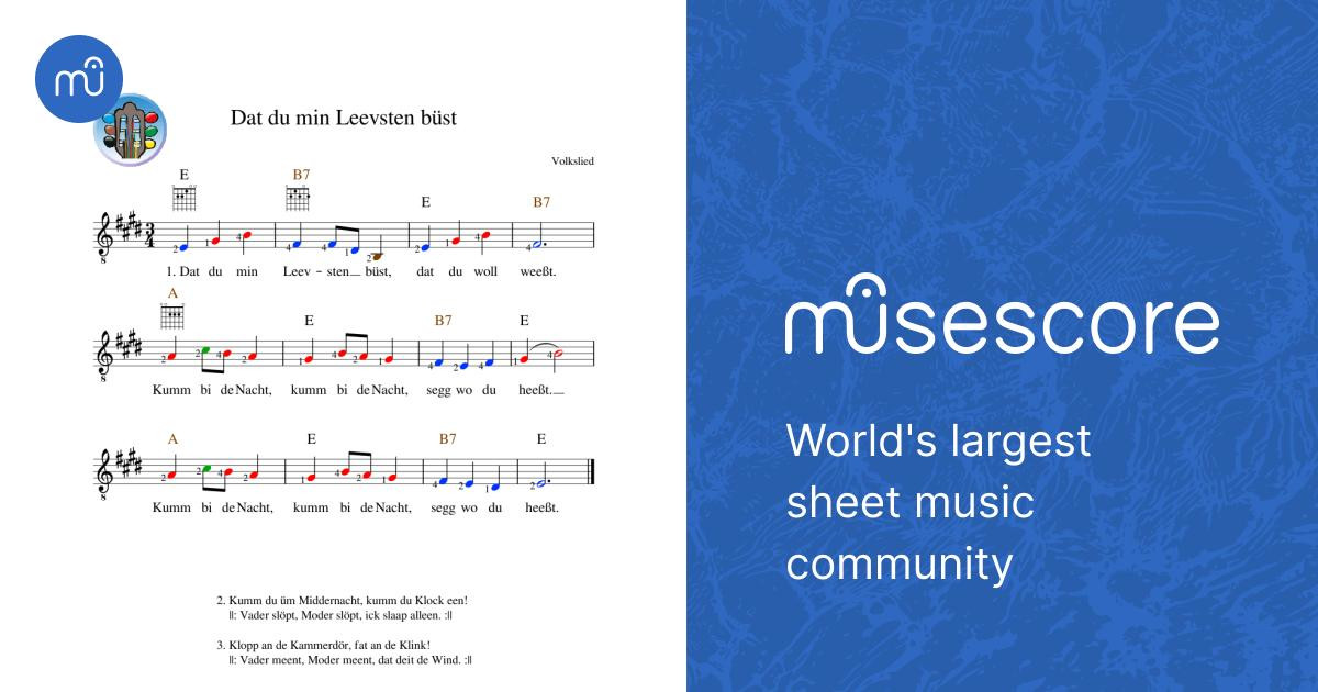 Dat du min Leevsten büst Sheet music for Guitar (Solo) | Musescore.com