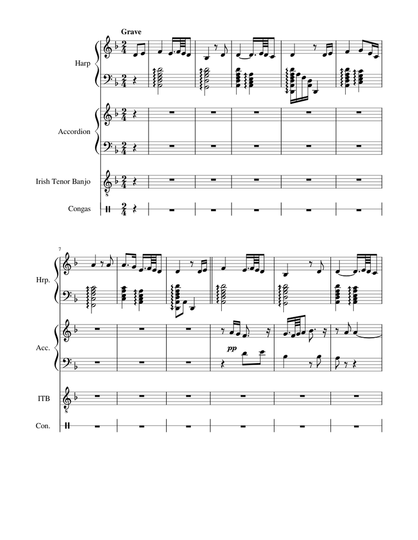 Catherine Magee 2 Sheet music for Accordion, Harp, Banjo, Conga (Mixed ...
