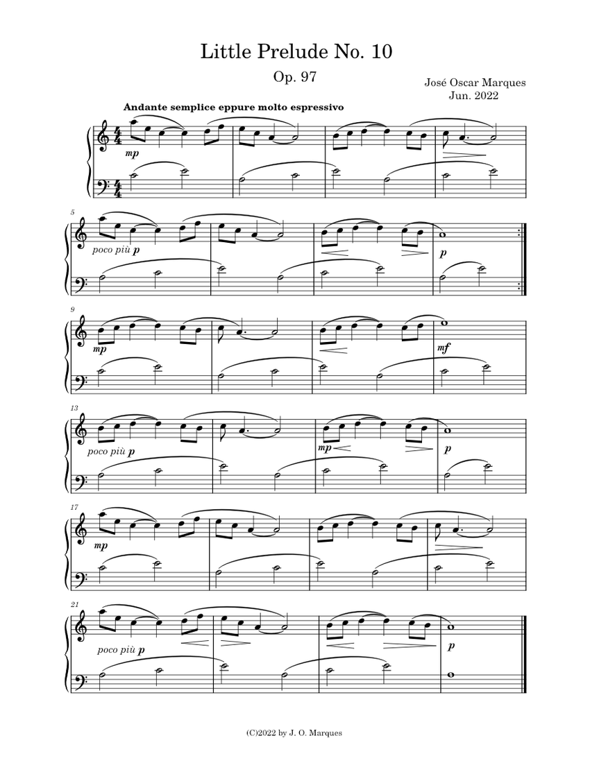 J. O. Marques: Little Prelude No.10 - piano tutorial