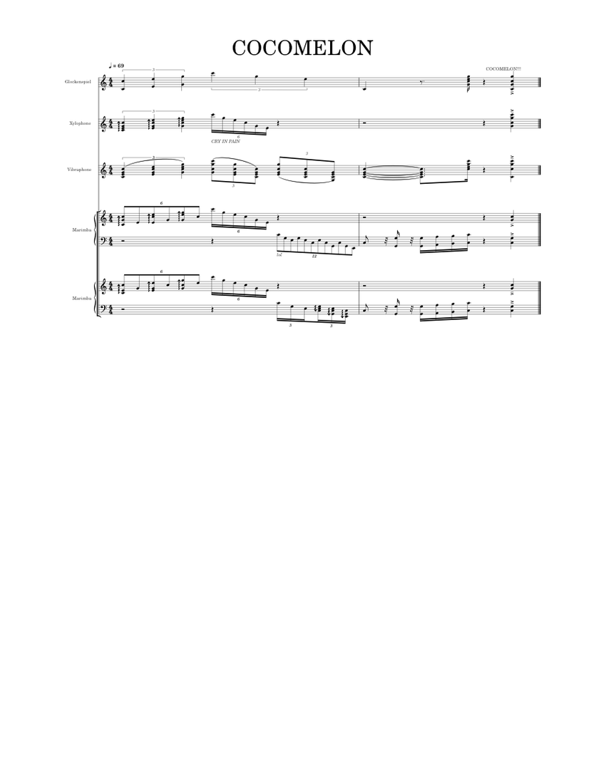 Cocomelon Intro Song – Cocomelon COCOMELON Sheet Music for Vibraphone ...