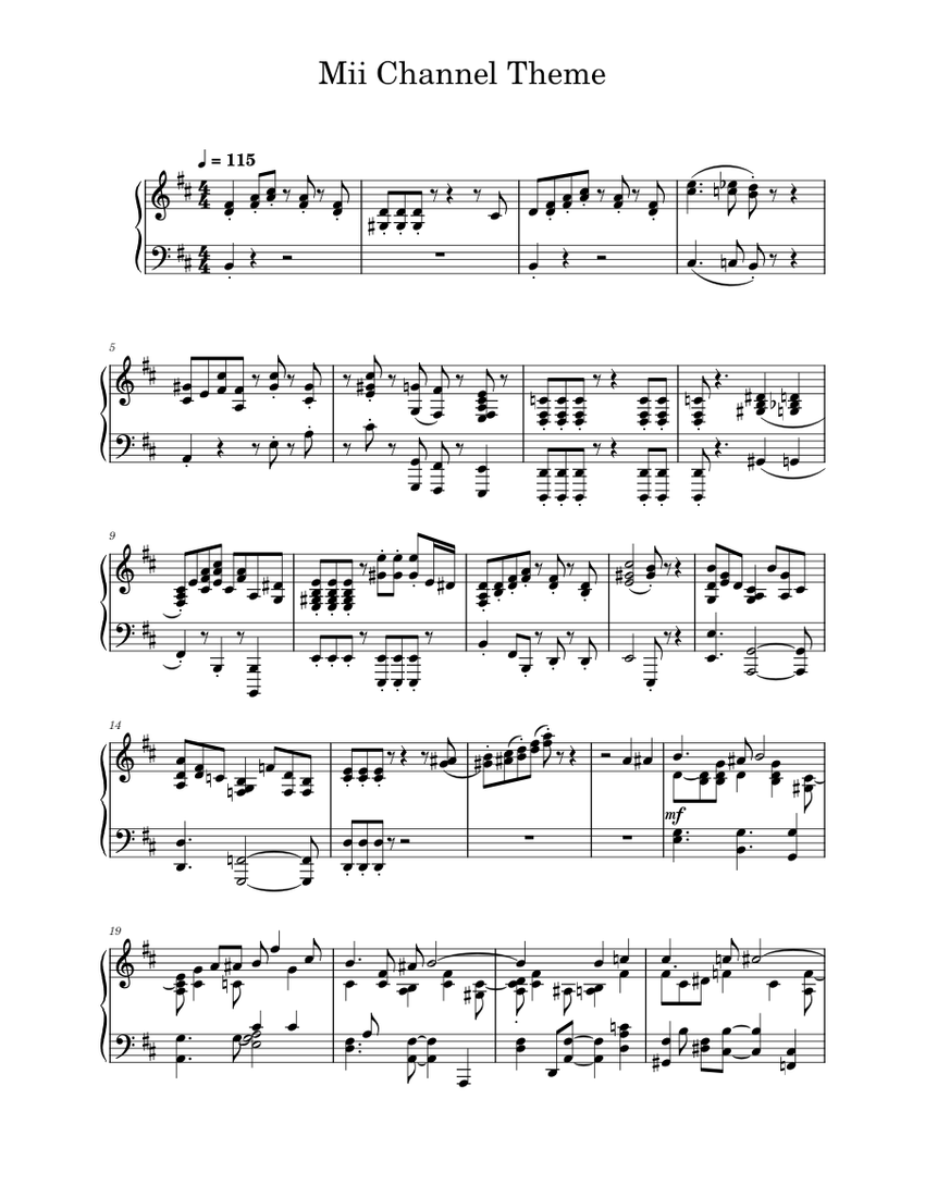 Mii Channel Theme Sheet music for Piano (Solo) | Musescore.com