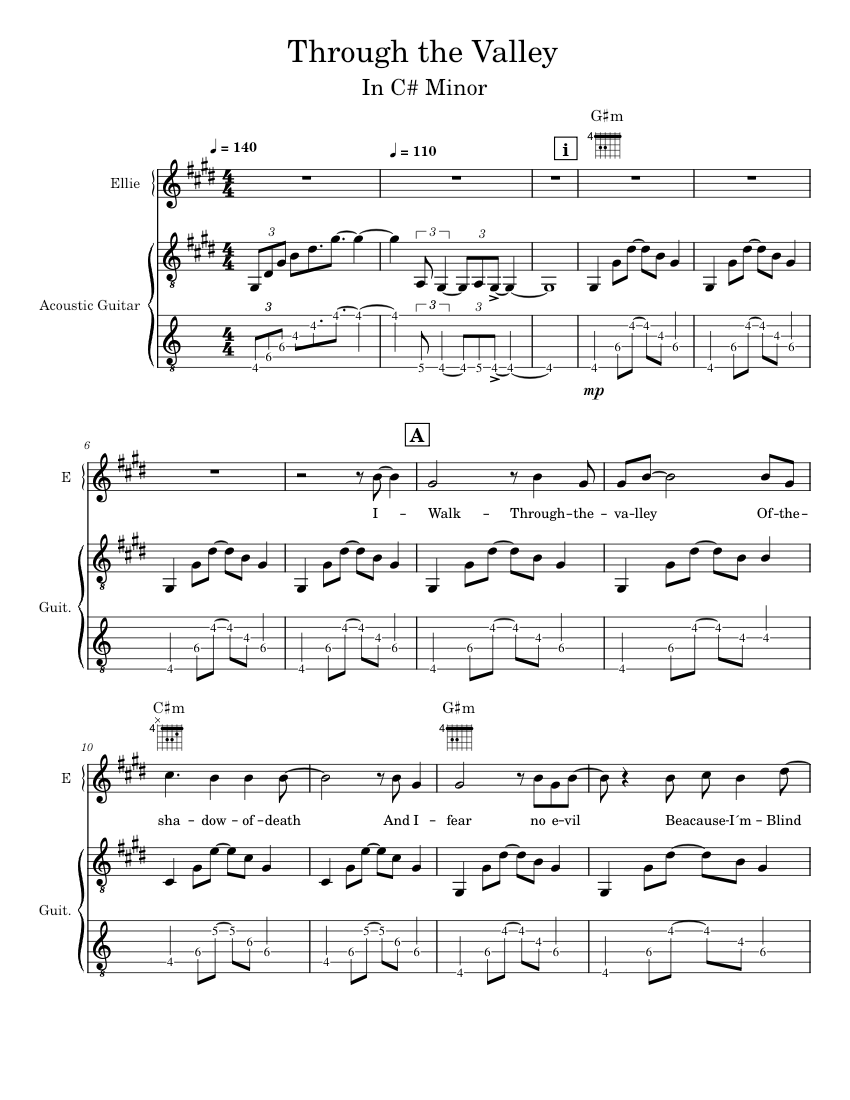 Through the Valley (Ellie's Version) Sheet Music and Tab with Chords ...
