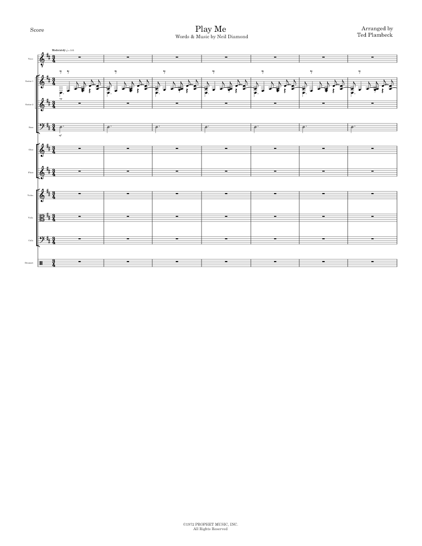 Play Me Sheet Music for Vocals, Flute, Oboe, Violin & more instruments ...