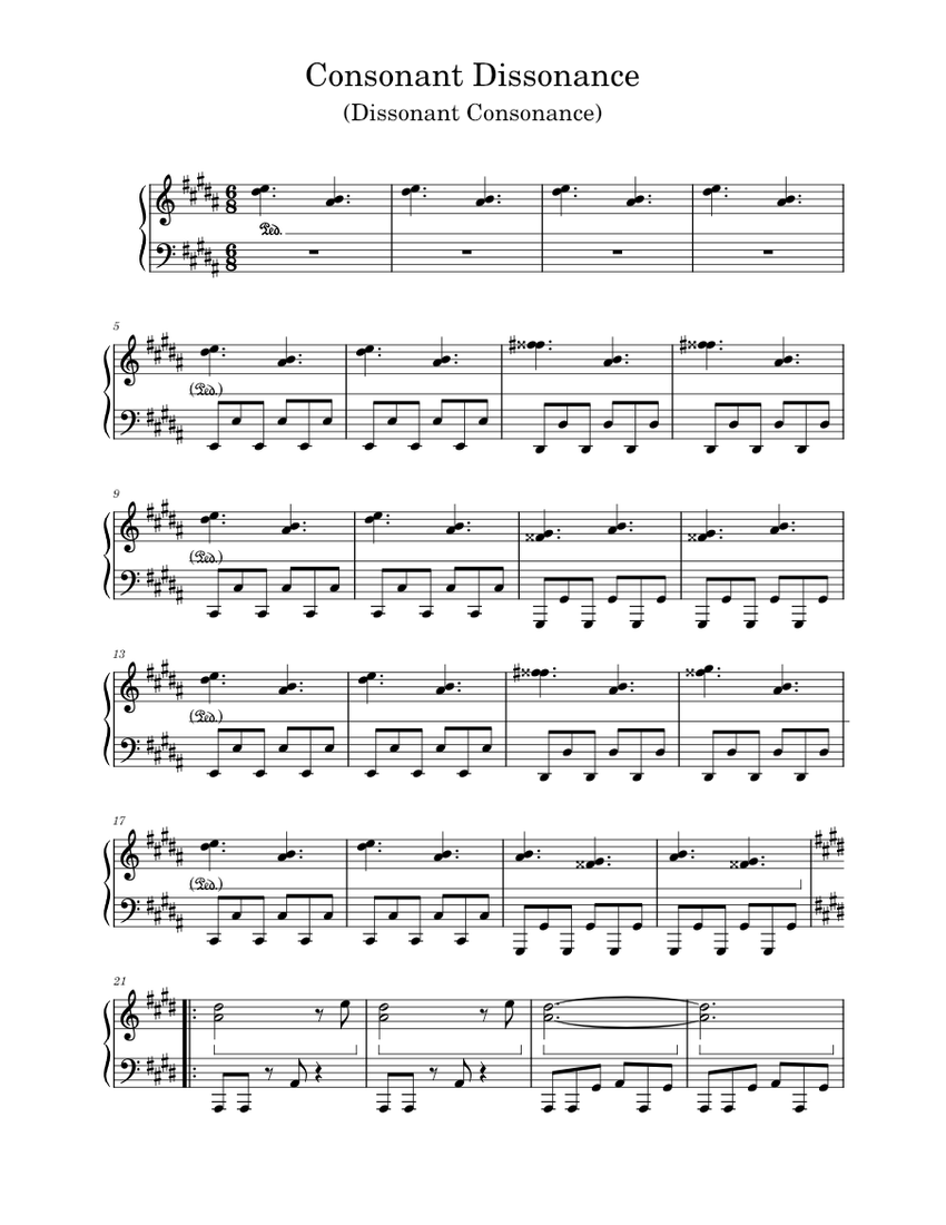 Consonant Dissonance Sheet Music for Piano (Solo) Easy | MuseScore.com