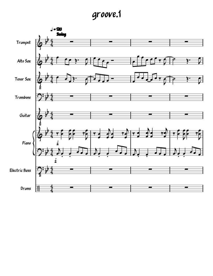 Groove 2 Sheet music for Piano, Trombone, Saxophone alto, Saxophone ...