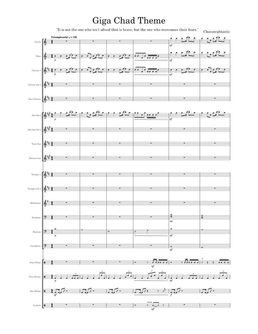 (Giga Chad Theme) Stands Tunes Sheet Music for Trombone, Flute piccolo ...