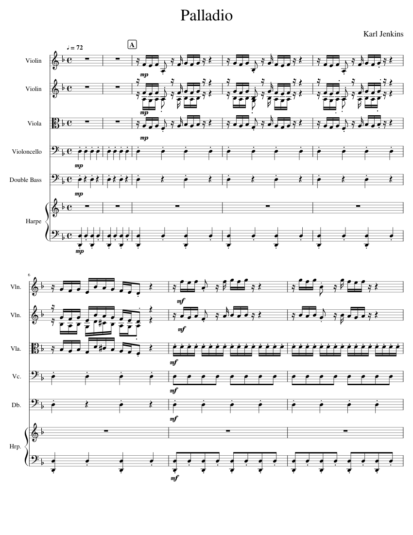 Palladio Sheet music for Contrabass, Violin, Viola, Cello & more ...