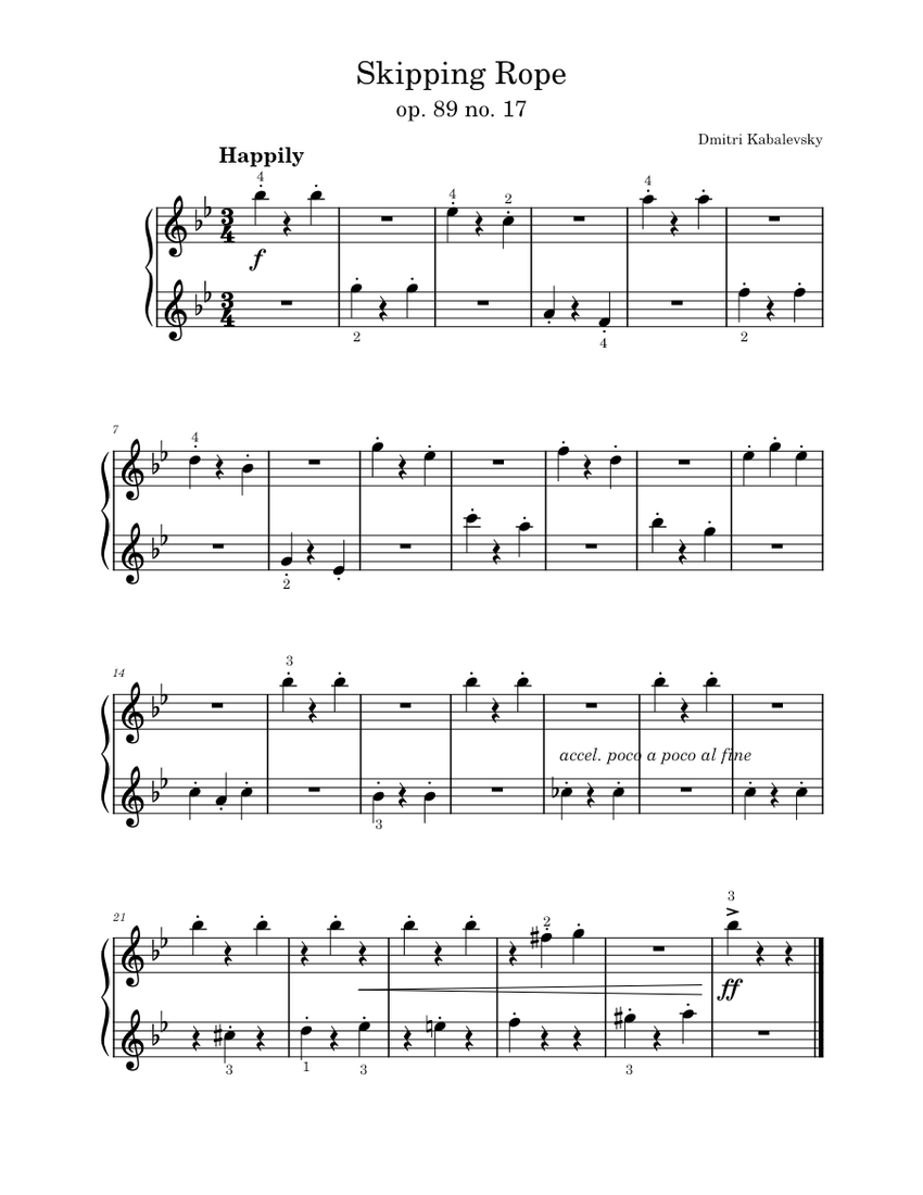 Skipping – Dmitry Kabalevsky Lesson 15 Skipping Rope Sheet music for ...