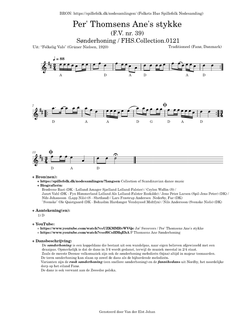 Per' Thomsens Ane's stykke (F.V. nr. 39) (FHS.Collection.0121) Sheet ...