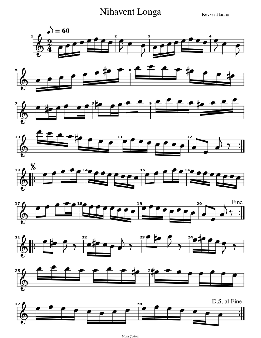Nihavent Longa Sheet music for Piano (Solo) | Musescore.com