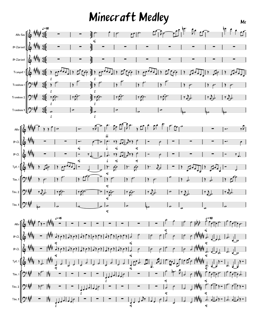 Minecraft Medley Sheet music for Trombone, Clarinet in b-flat ...