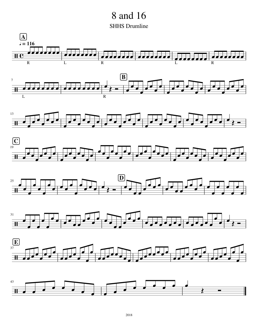 8 and 16 Quads Sheet music for Tenor drum (Solo) | Musescore.com